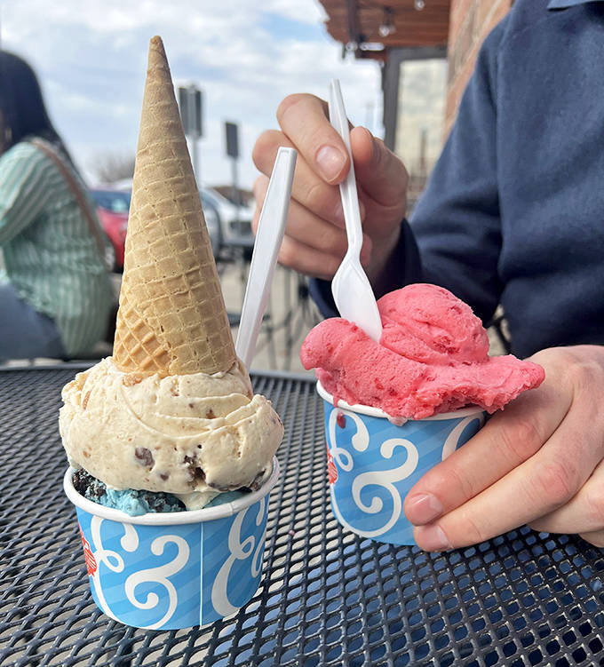 The classic cone meets its match in a cup of vibrant sorbet &ndash; two different approaches to the same delicious destination.