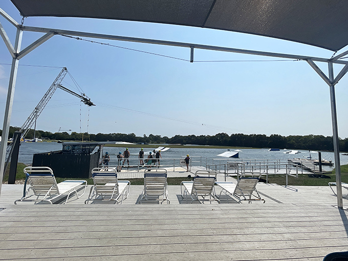 Lounge chairs with a view: perfect for strategic resting between aquatic adventures or cheering on friends' spectacular wipeouts.