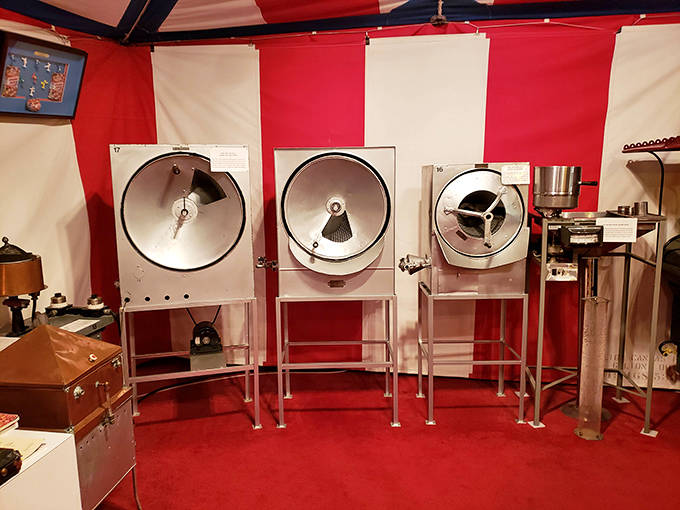 The science of the perfect pop! These industrial-grade rotary machines revolutionized how America enjoyed its favorite snack, turning popcorn production into mechanical poetry.