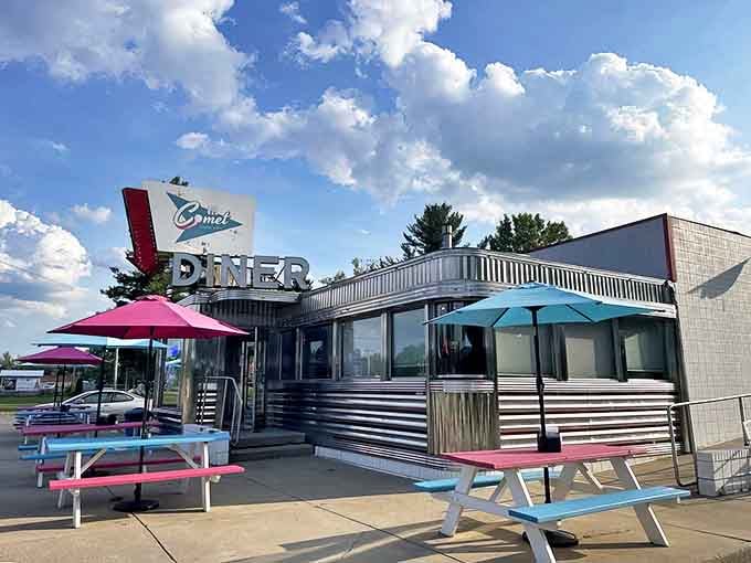 Those colorful picnic tables aren't just for eating &ndash; they're front-row seats to the greatest show on earth: burgers, shakes, and Michigan sunsets.