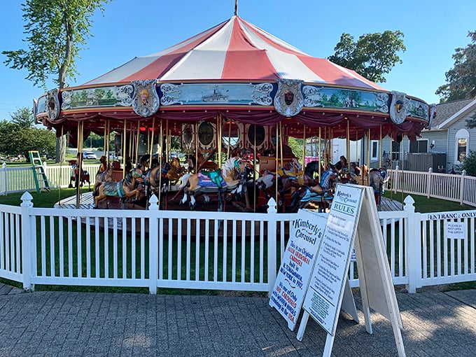 The Kimberly's Carousel spins with nostalgic charm, delighting riders young and old with its hand-painted horses and calliope music.