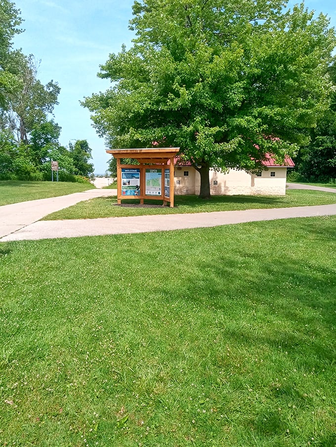 This unassuming information board holds the secrets to Geneva State Park's treasures &ndash; read it or risk missing out on the best spots!