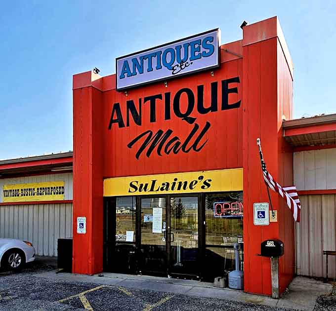 The bright, welcoming exterior of Sulaine's houses a wonderland of vintage finds, where the thrill of the hunt meets the joy of discovery.