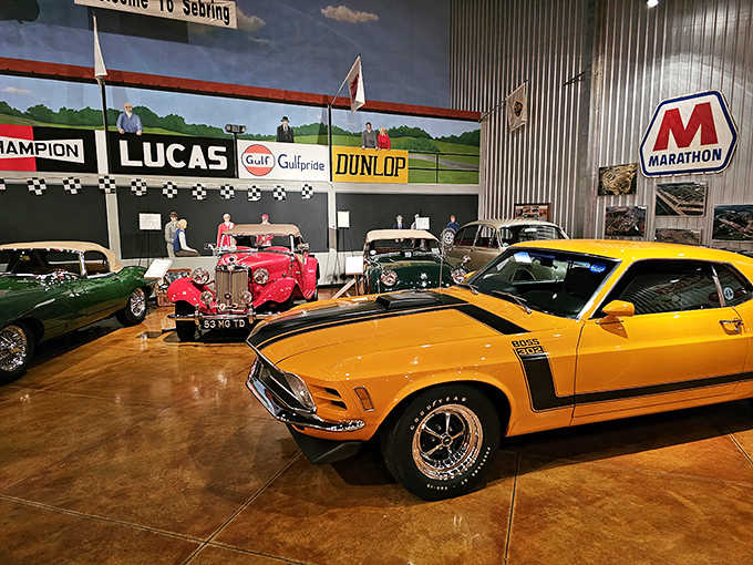 This 1970 Boss Mustang's aggressive stance and racing stripes aren't just design elements—they're a declaration of America's obsession with horsepower and speed.