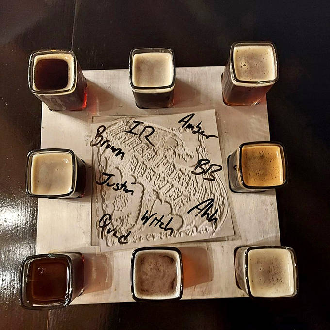 Eight tiny kingdoms of flavor await exploration &ndash; this sampler board turns beer tasting into a noble quest.