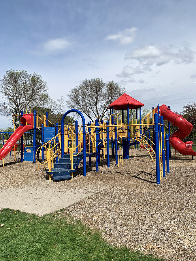 Primary colors and childhood joy: Red Wing's commitment to family-friendly spaces shines through in well-maintained playgrounds throughout town.