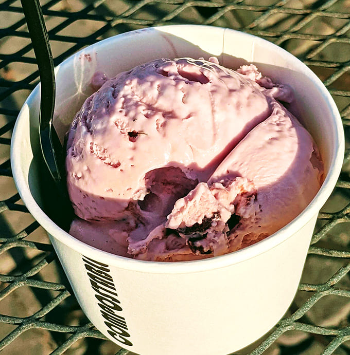 Cherry ice cream so authentic you'll swear someone bottled summer twilight and folded in fruit from heaven's orchard.