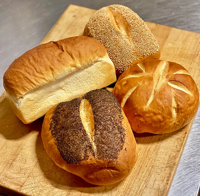 Bread: This quartet of freshly baked breads showcases Benny's range, from pillowy white to seed-topped artisanal varieties that demand butter.