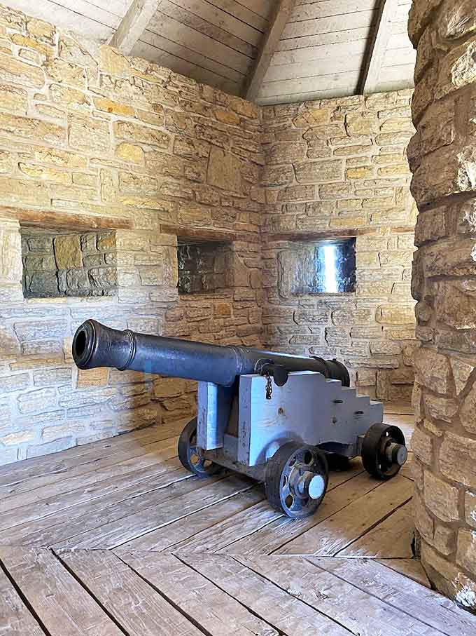 This isn't just decorative hardware – this cannon meant business, ready to defend the strategic river confluence with impressive firepower.