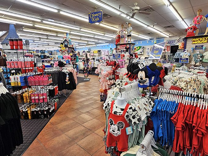 Where tiny tourists transform into their favorite characters. This children's clothing section has launched more family photos than a professional studio.