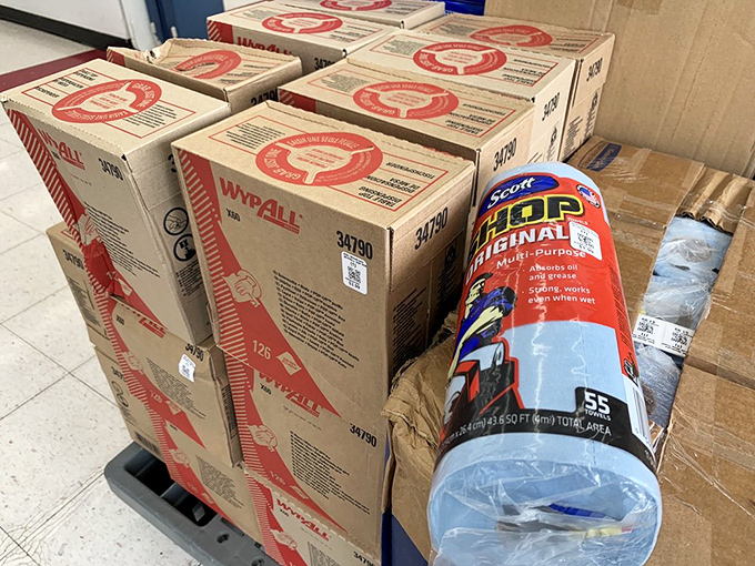 Closeout items stacked and ready, because even thrift stores have deals within deals, which is basically inception for bargain hunters.