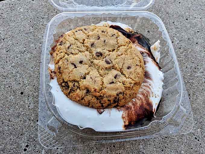 A cookie s'more that makes you question everything you thought you knew about dessert combinations – crispy, gooey, and utterly irresistible.