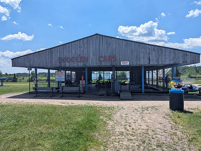 The Dodgem Cars pavilion, where family feuds are settled through the time-honored tradition of bumper-to-bumper diplomacy.