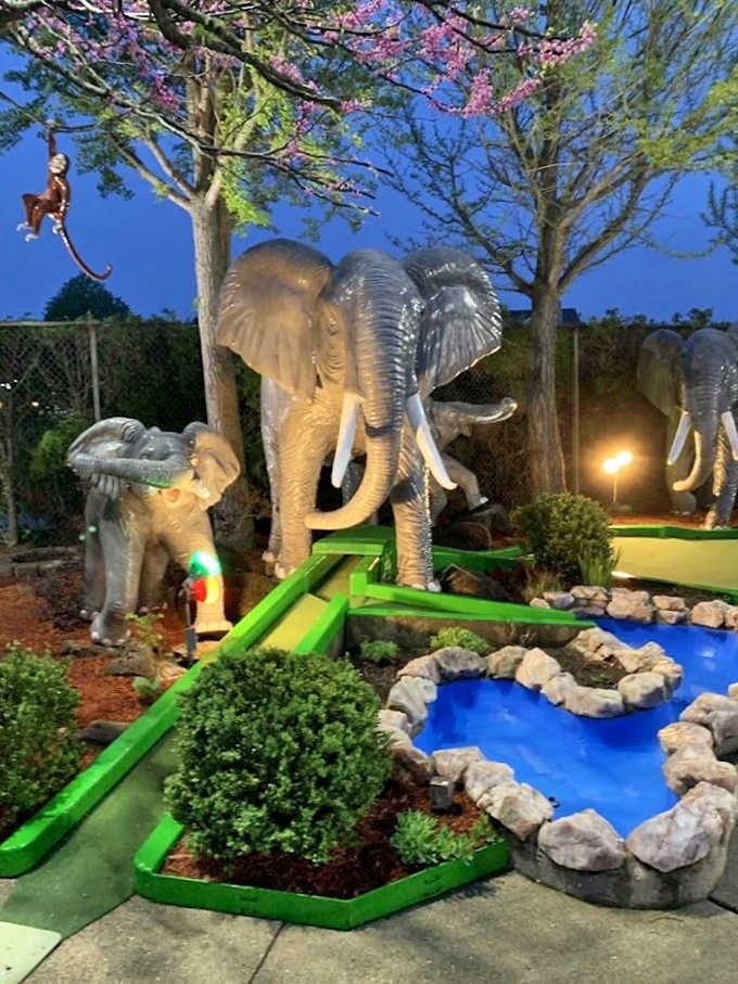 These gentle giants never forget a good putt, standing guard over their watery domain with trunks raised in silent approval.