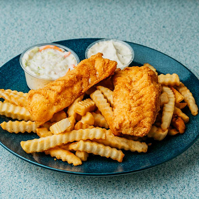 Golden fish fillets and crinkle-cut fries &ndash; comfort food that's crispy on the outside, tender on the inside, just as the aviation gods intended.