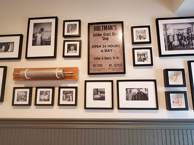 Gallery Wall: Black and white memories line the walls, telling sweet stories of yesteryear &ndash; a visual history lesson best enjoyed with coffee and donuts.