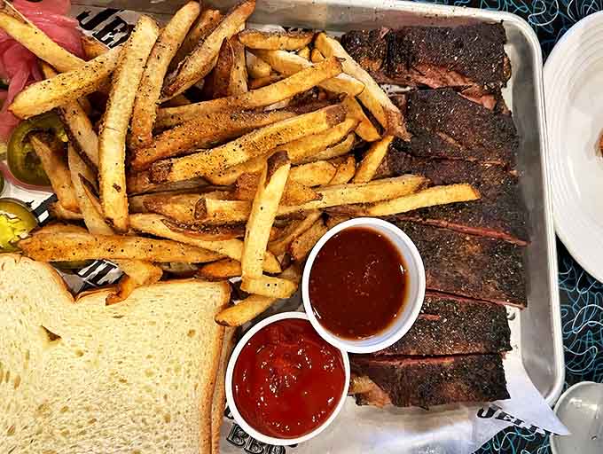 Glistening ribs with a bark so beautiful it could make a tree jealous &ndash; meat candy with a side of sauce.