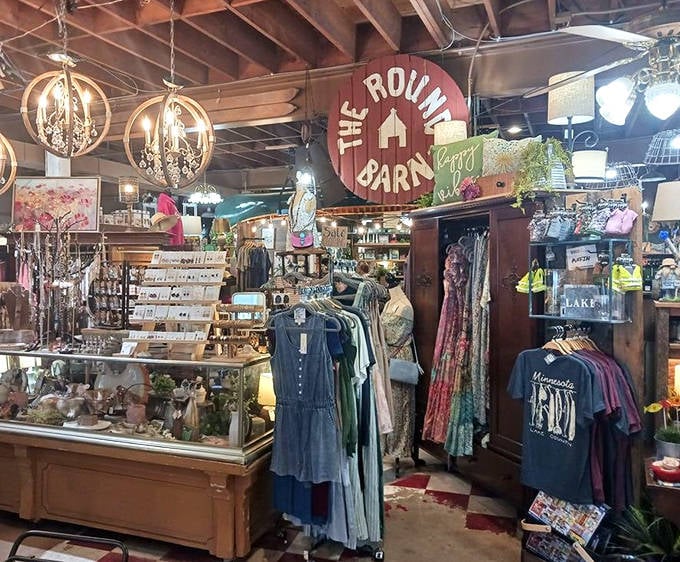 Browsing becomes an adventure as vintage displays showcase clothing and accessories that big box stores wouldn't dare stock.