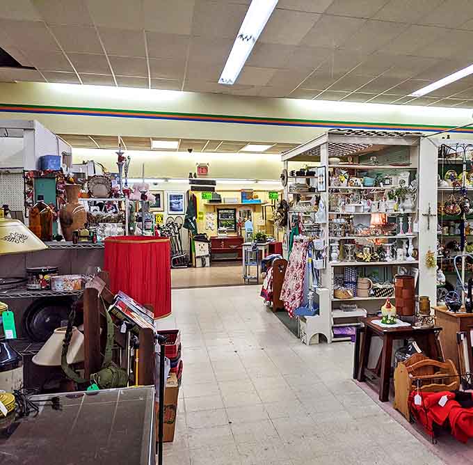 Pathways wind through history as each booth offers its own curated collection of memories disguised as merchandise.
