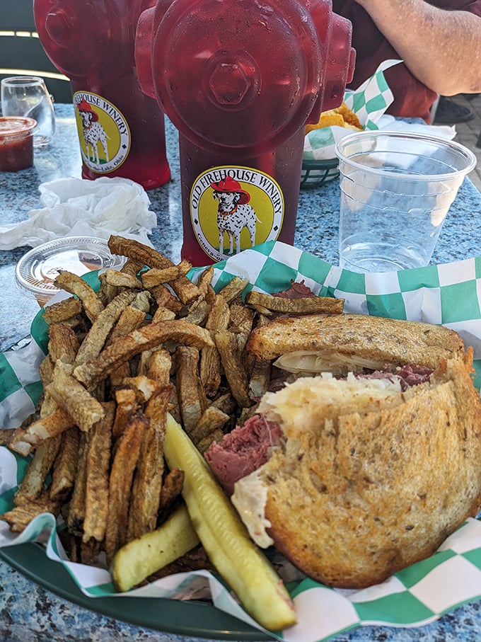 A Montreal smoked meat sandwich that would make our Canadian neighbors proud, paired with perfectly crisp fries and house-made pickles.