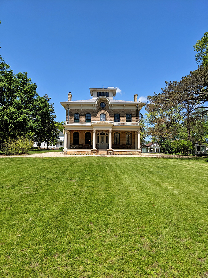 This stately mansion stands as a testament to Mineral Point's prosperous mining era, its manicured grounds inviting visitors to linger.