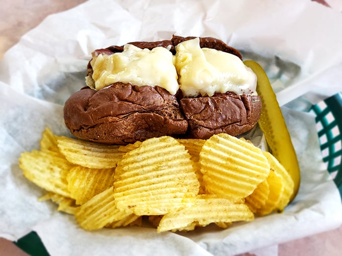 A chocolate sandwich on pumpernickel with melted cheese and chips &ndash; proof that simple ingredients become extraordinary in the right hands.