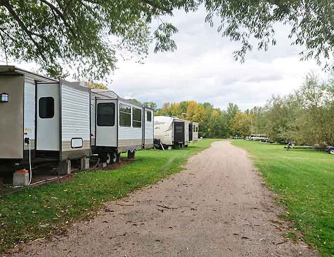 RV heaven! These spacious sites offer all the comforts of home with the added bonus of loon calls as your morning alarm.