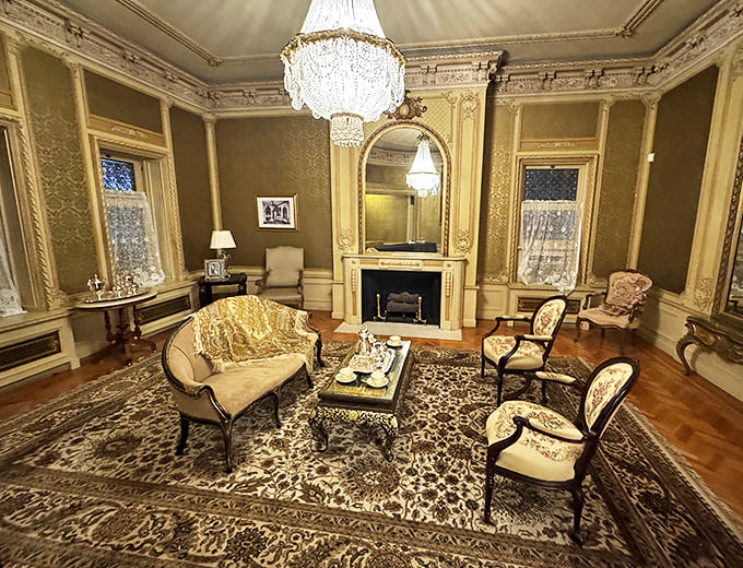 Where Downton Abbey meets Ohio elegance &ndash; a room that's witnessed countless conversations beneath its watchful crystal chandelier.