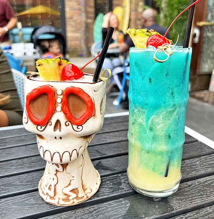 Not your average happy hour special &ndash; these skull and hurricane glasses hold tropical concoctions that taste like liquid sunshine.