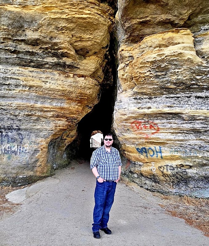Layered sandstone tells Earth's autobiography in shades of amber and gold, each stratum a chapter millions of years old.