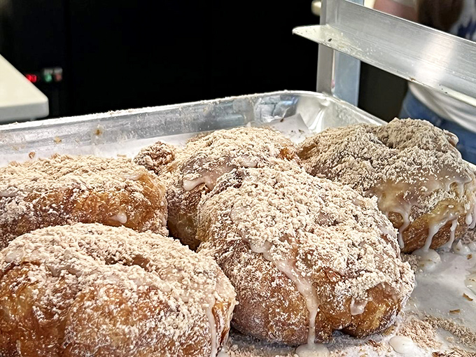 Sandy Beach doughnuts dusted with graham cracker crumbs &ndash; like enjoying s'mores without having to build a campfire or swat mosquitoes.