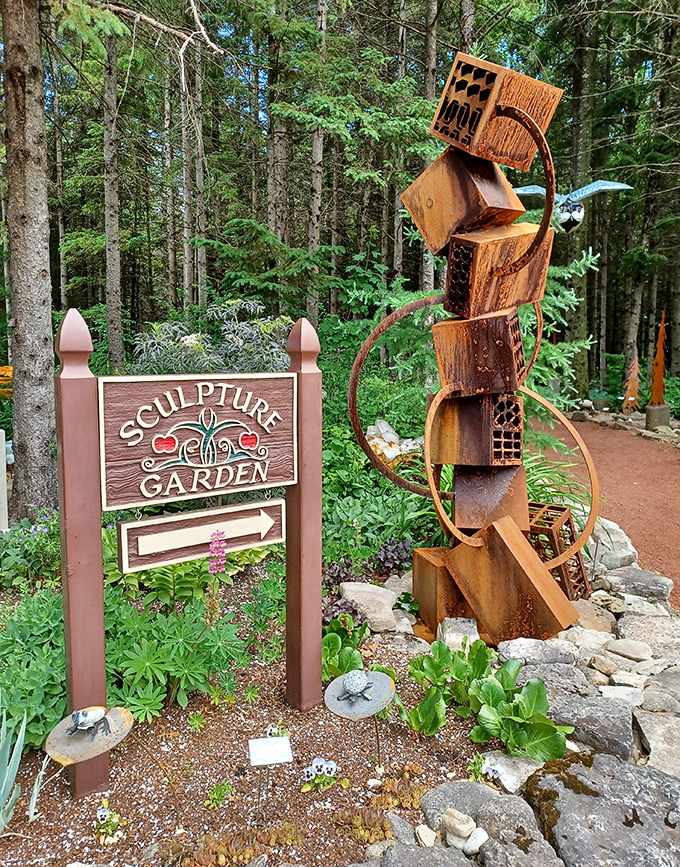 The entrance to Sculpture Garden welcomes art lovers with a taste of the whimsy that awaits beyond.