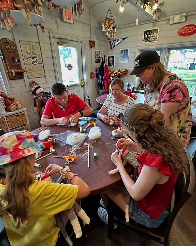 Creativity comes alive as visitors of all ages learn the time-honored tradition of transforming socks into cherished companions.