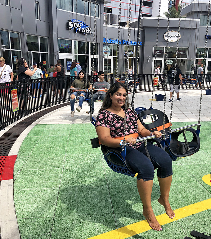 Swinging through the Florida sunshine with nothing but air between you and the ground – childhood playground dreams on steroids.