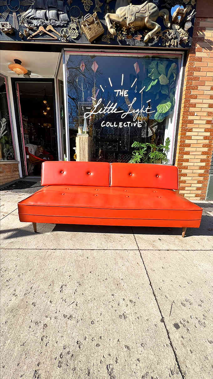 This orange mid-century sofa is the statement piece your living room didn't know it needed, bold enough to anchor a room yet surprisingly versatile in styling.