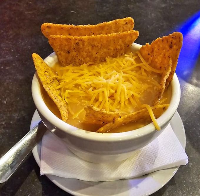 Comfort in a bowl that's out of this world &ndash; rich broth topped with melted cheese and crispy tortilla chips creates flavor that defies gravity.