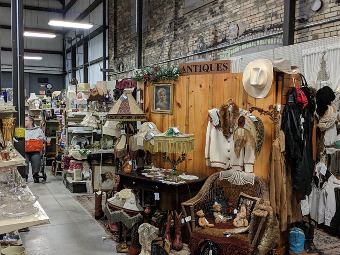 Antique furniture section offers everything from ornate Victorian pieces to sleek mid-century modern designs.