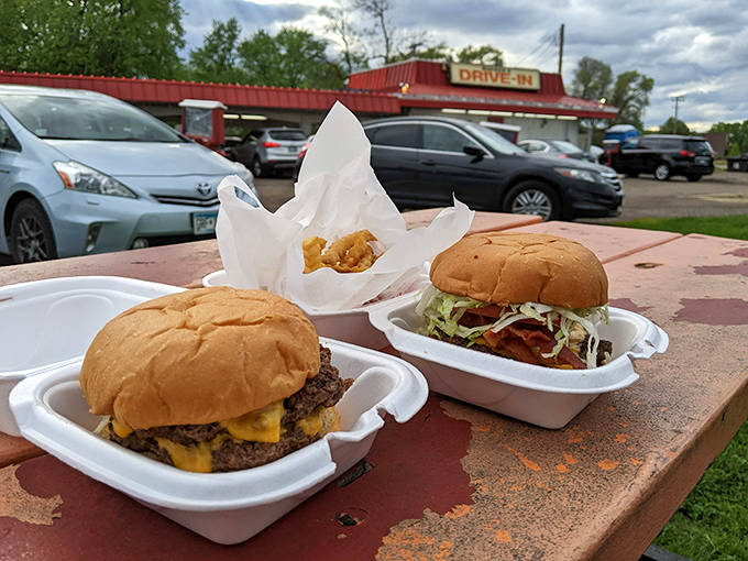 Burgers that demand two hands and your full attention &ndash; juicy patties nestled in soft buns, ready to transport you to comfort food nirvana.