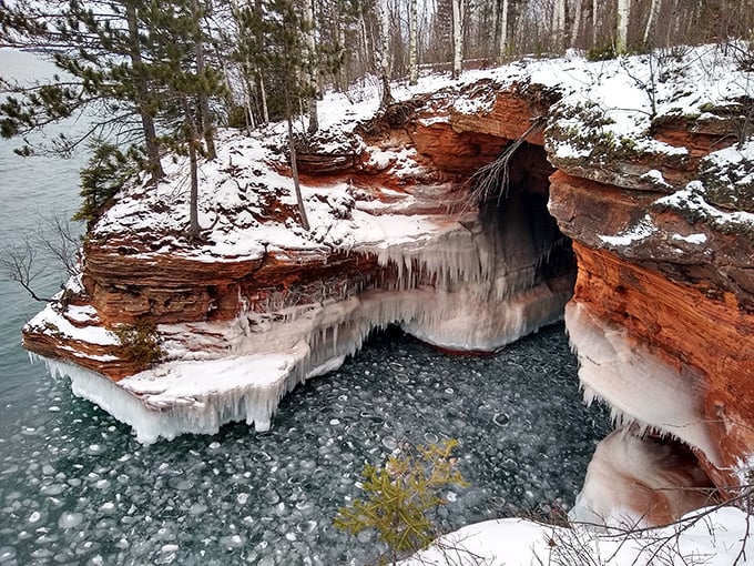 Winter transforms the sea caves into ice palaces that would make Narnia's White Witch green with envy.