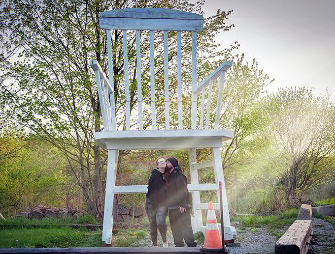 Couples find the chair makes for quirky date memories &ndash; because nothing says romance like being dwarfed by furniture built for fictional giants.