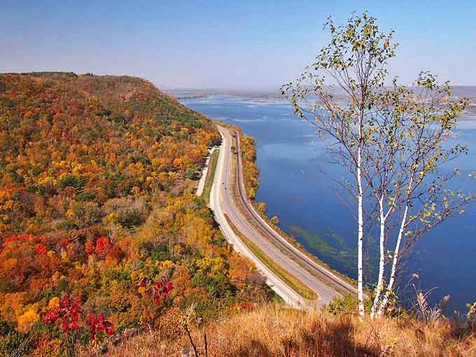 From this breathtaking overlook at John A. Latsch State Park, Highway 61 resembles a ribbon casually tossed between the forest and Lake Superior.