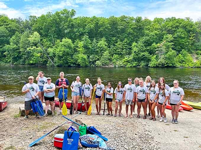 Friends become family on the river, where shared laughter echoes off the water and memories are made one gentle ripple at a time.