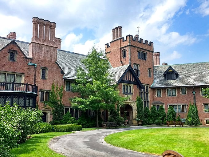 Stone pathways meander through manicured gardens, inviting visitors to slow down and savor each carefully designed vista.