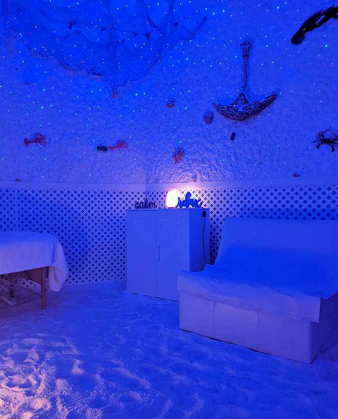 The salt cave environment transports visitors to a serene underground grotto without any of the claustrophobia or bat encounters.