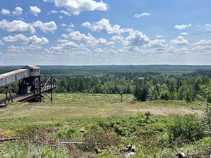 Nature reclaims its territory: The sprawling Minnesota wilderness stretches to the horizon, with barely a hint of the labyrinth beneath.