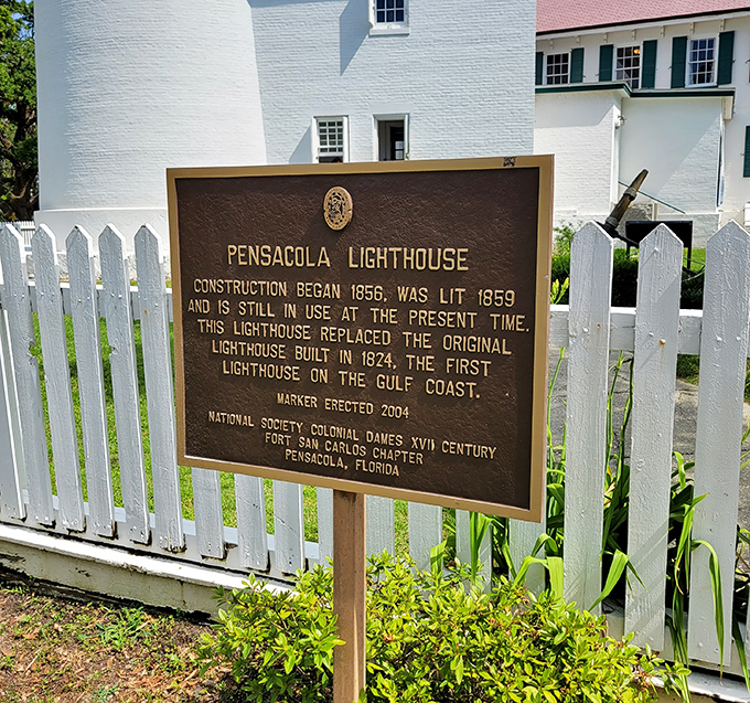 This plaque tells you you're standing at the first lighthouse on the Gulf Coast. It's been witnessing Florida history since before Florida Man was even a twinkle in the news.