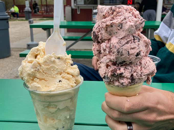 Ice cream so perfectly stacked it belongs in an art gallery – if art galleries allowed enthusiastic licking.