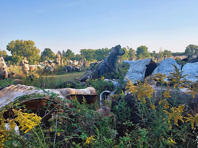 Prehistoric creatures and fantastical beasts find their final resting place at the FAST Fiberglass Graveyard. This dinosaur army seems ready for one last adventure!