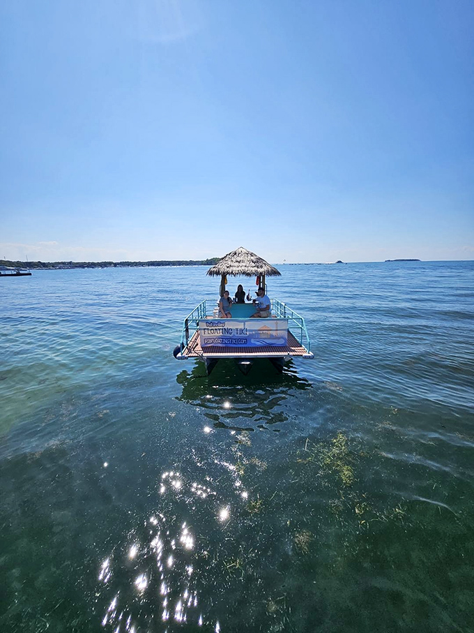 The perfect marriage of form and function – this floating tiki combines authentic island aesthetics with Great Lakes practicality.