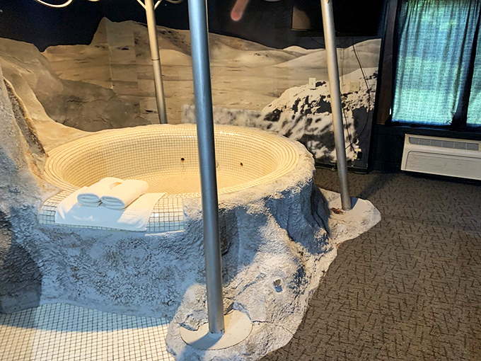 This custom whirlpool tub brings new meaning to "soaking in luxury" &ndash; carved from stone but offering thoroughly modern relaxation.